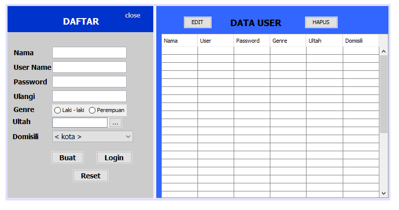 Membuat Form Login, Register dan Input data beserta Tabel menggunakan ...