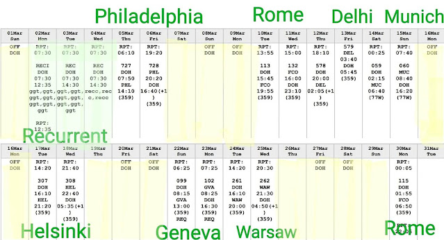 Journey Through Life: Cabin Crew roster - Emirates, Etihad and Qatar ...