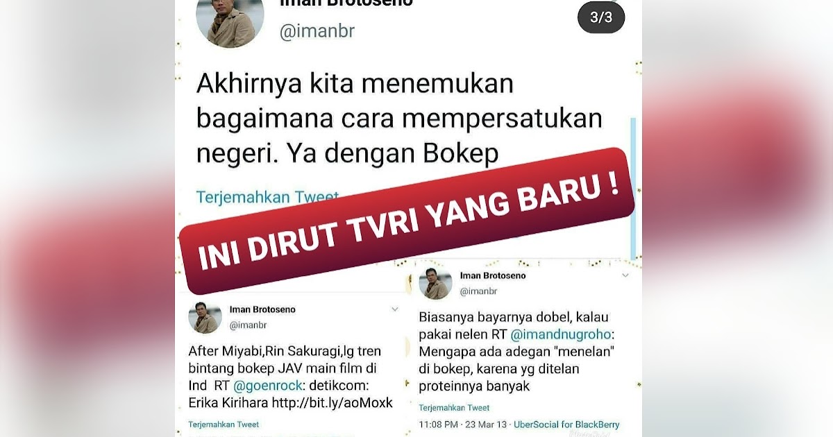 #BoikotTVRI Jadi Trending, Dipicu Kicauan Dirut Iman Brotoseno Soal Bokep - Sharing Seputar ...