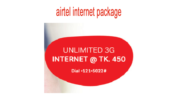 Airtel 3G internet Unlimited package 450TK - Internet & Call Pack