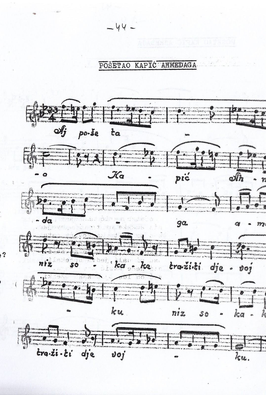 SEVDALINKE: Mustafa Mulalić: Notni zapisi sevdalinki (rukopis), VIII dio.