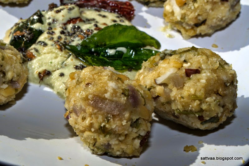 Sattvaa: Nuchinunde with hasi majjige huli (steamed lentil balls with ...