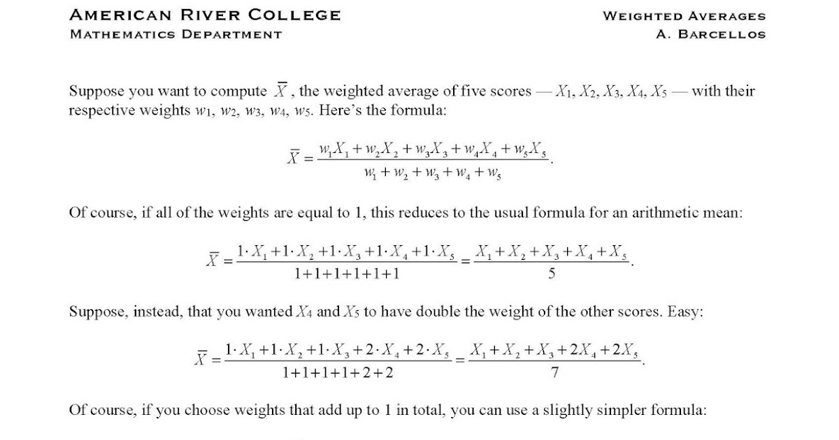 Mr B's Math Blog: Weighted averages