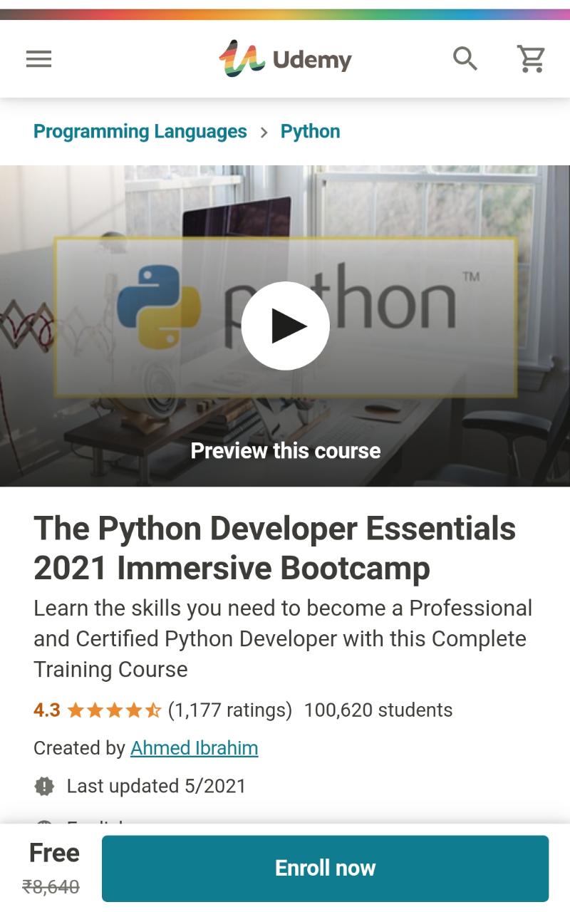 The Python Developer Essentials 2021 Immersive Bootcamp | Udemy Free ...
