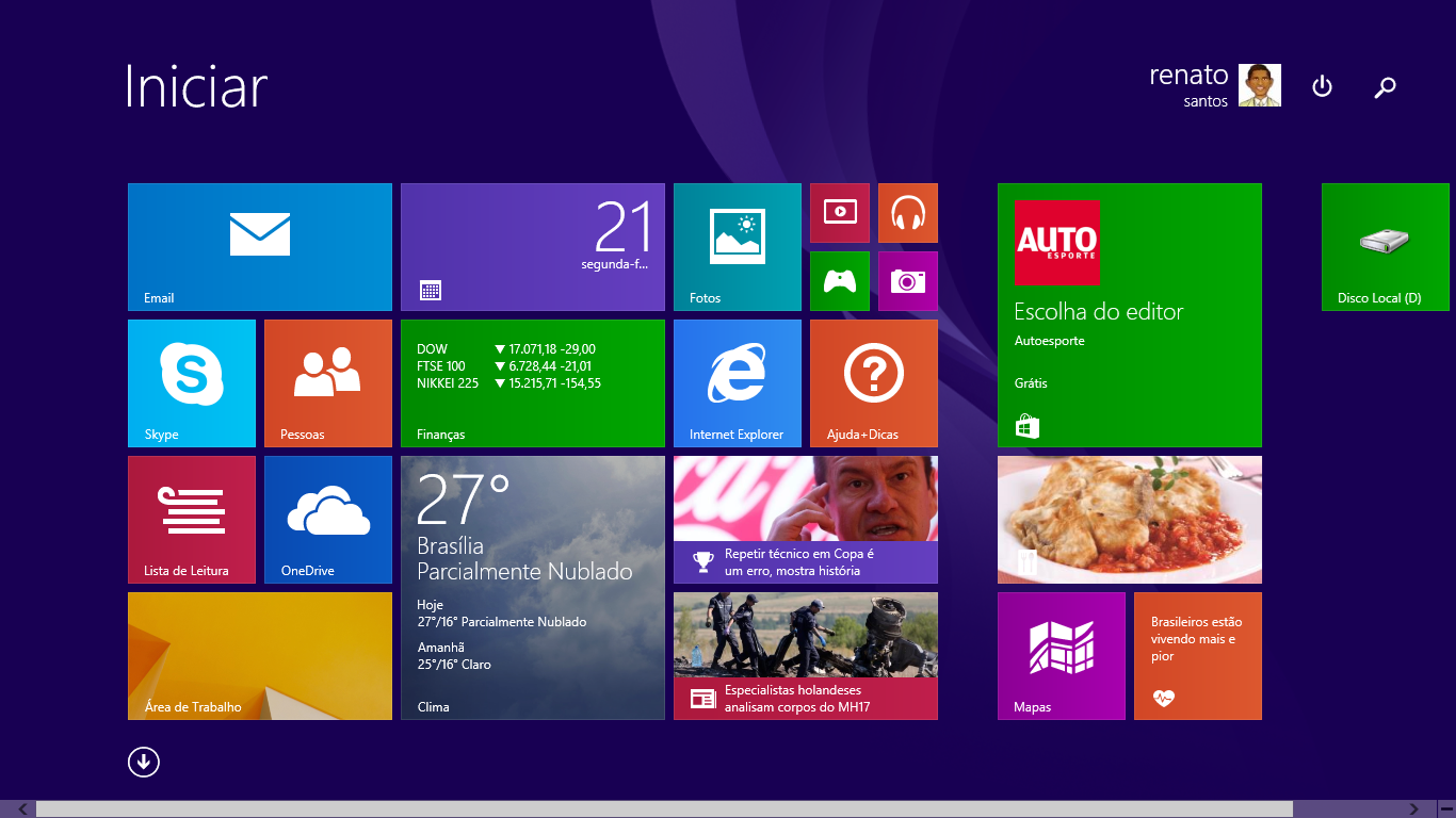 Agora veja como era o Windows 8