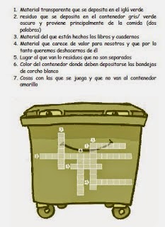 RECICLEMOS Y CUIDEMOS EL MEDIO AMBIENTE: SOPA DE LETRAS Y CRUCIGRAMAS