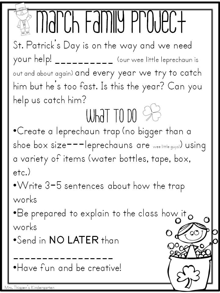 Mrs. Thigpen's Kindergarten: March Currently & March Family Project
