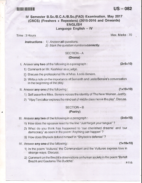 Bangalore University b.sc./b.c.a./b.sc. English Language English - iv ...