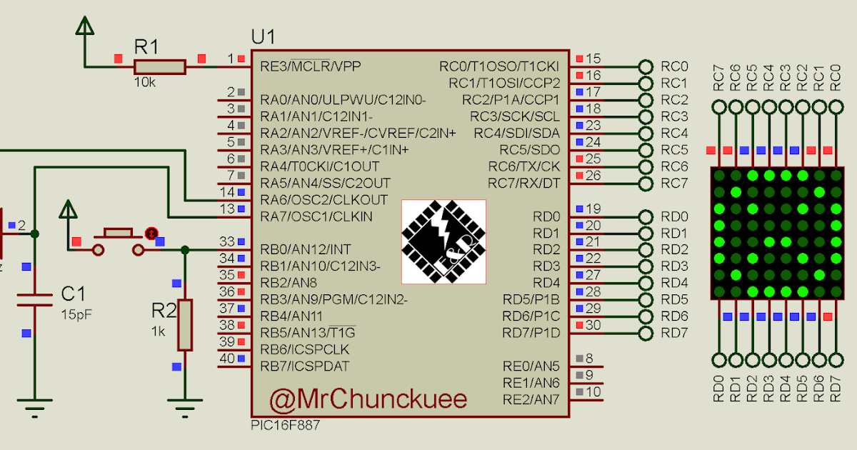 CCS PIC: Control básico de una matriz de LEDs 8x8