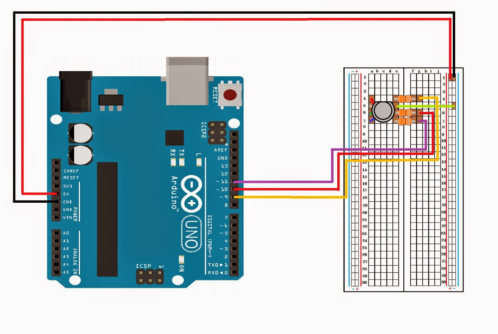 El rincón del Arduino: Práctica 3: diodos RGB