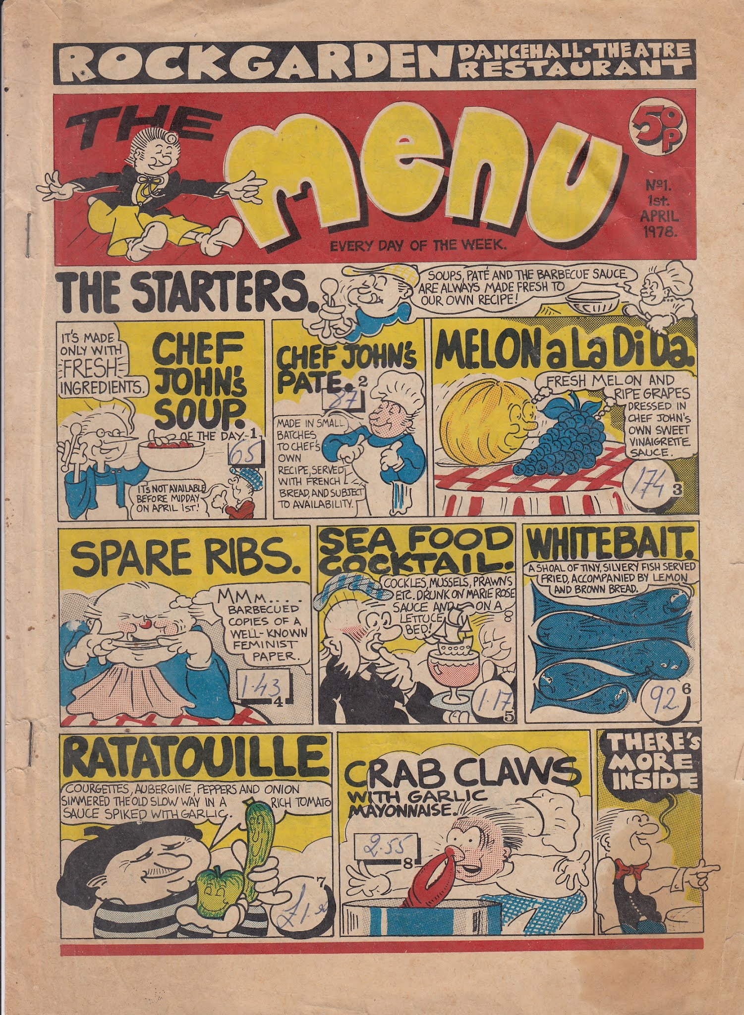 Boys Adventure Comics: Rock Garden - the menu in the style of a comic