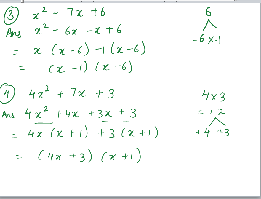 Math Ch 7- Factorisation.