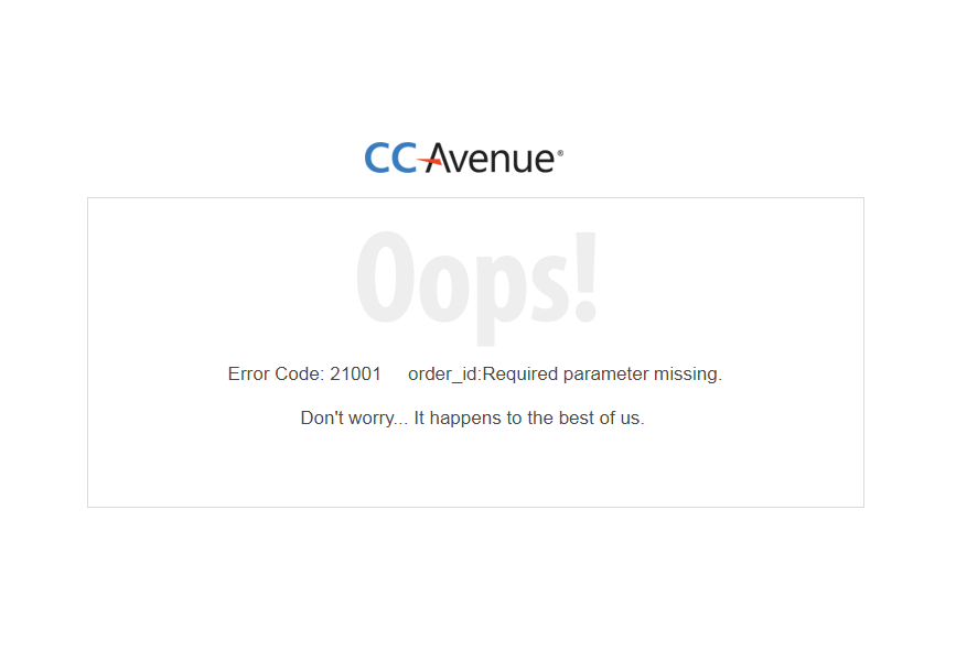 CCAvenue avoid Error Code 21001 order id required parameter missing ...