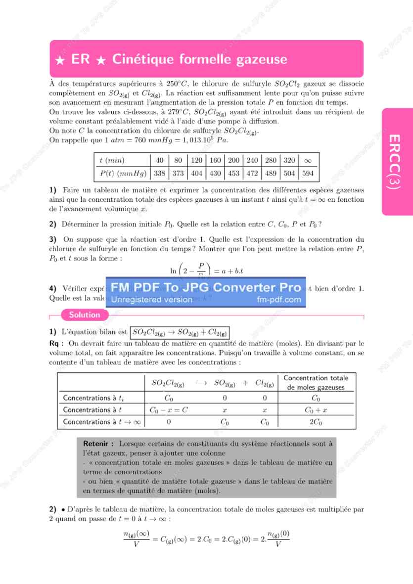 Exercices 2 de Cinétique chimique-p1