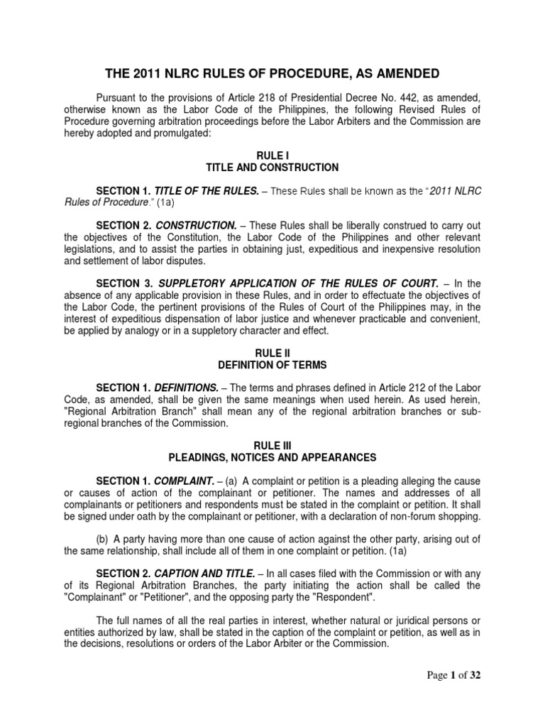 nlrc rules of procedure - philippin news collections