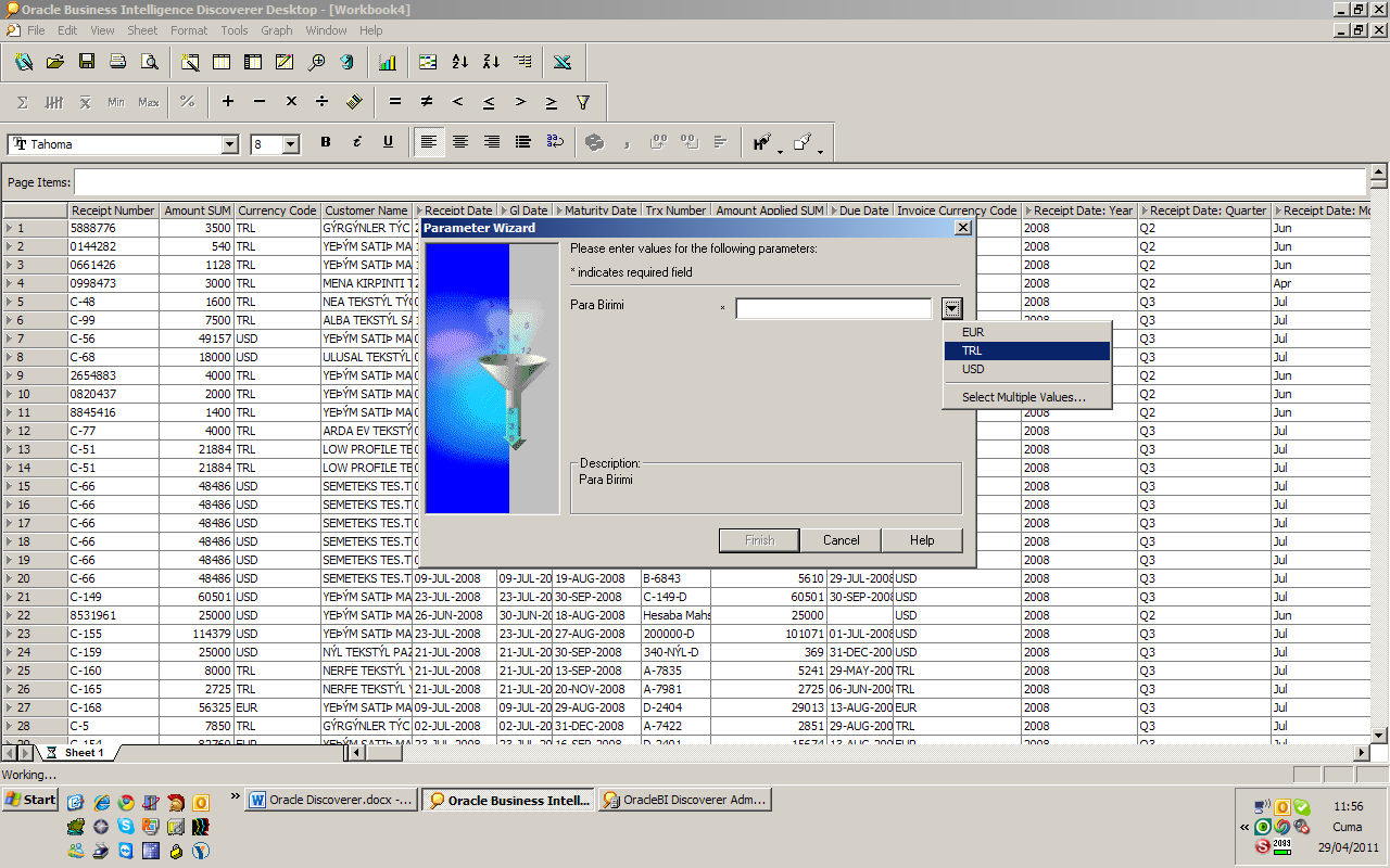 Oracle Uygulamaları: Oracle Discoverer Desktop - Örnekler