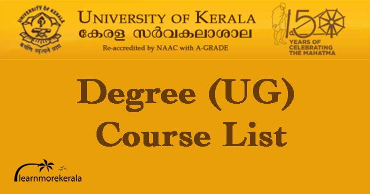 Kerala University UG admission Degree Course List