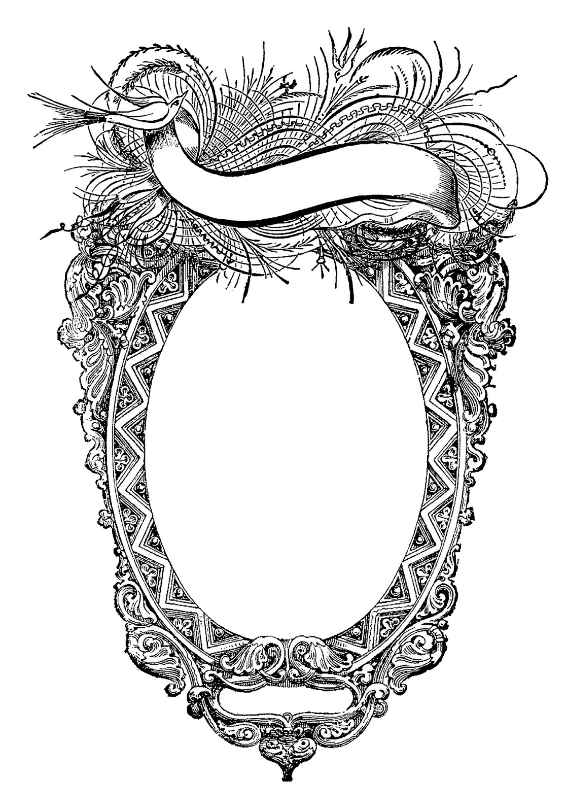 Digital Stamp Design: Royalty Free Printable Frame Designs Bird Scroll ...