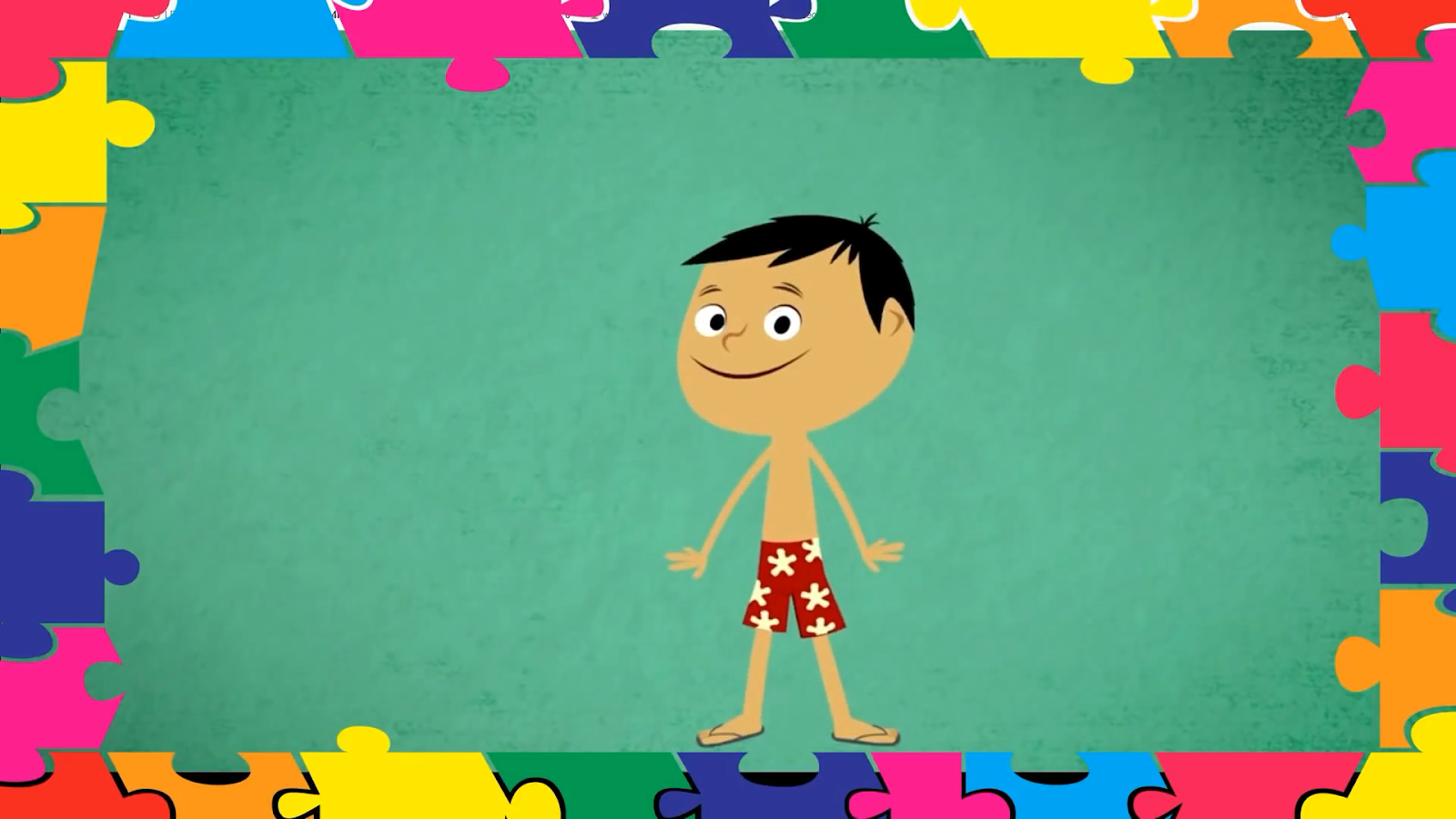 Shirtless Drawn Cartoon Boys & Men: Noah in Swimming Trunks