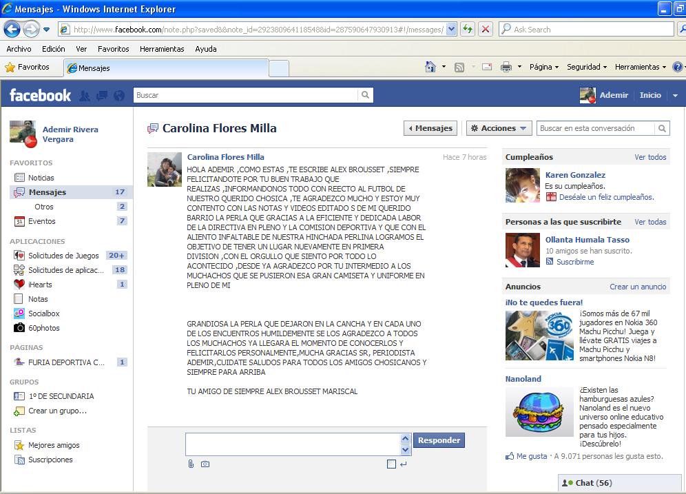 furia deportiva chosica: Desde Argentina nos escribe.ALEX BROUSSET ...