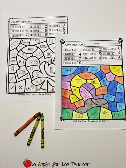 An Apple For The Teacher: St. Patrick's Day Subitizing Color by Number