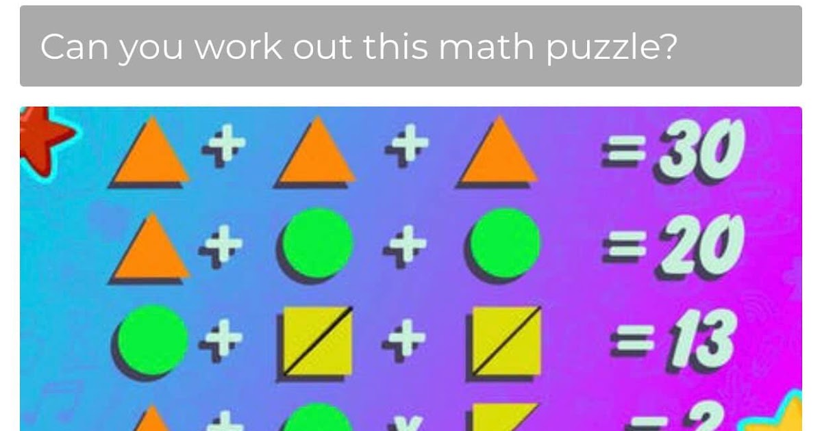 Can You Work Out This Math Puzzle | Triangle Circle Square Puzzle ...