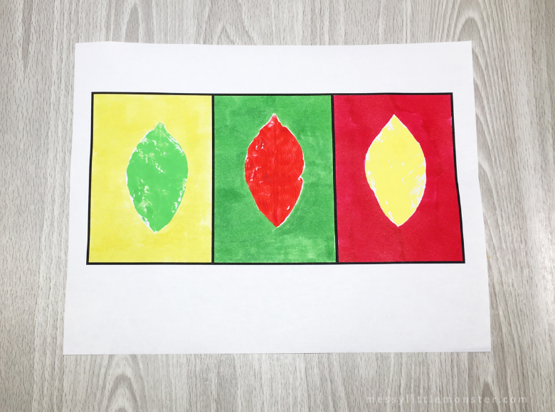 Leaf Printing Pop Art For Kids - Messy Little Monster
