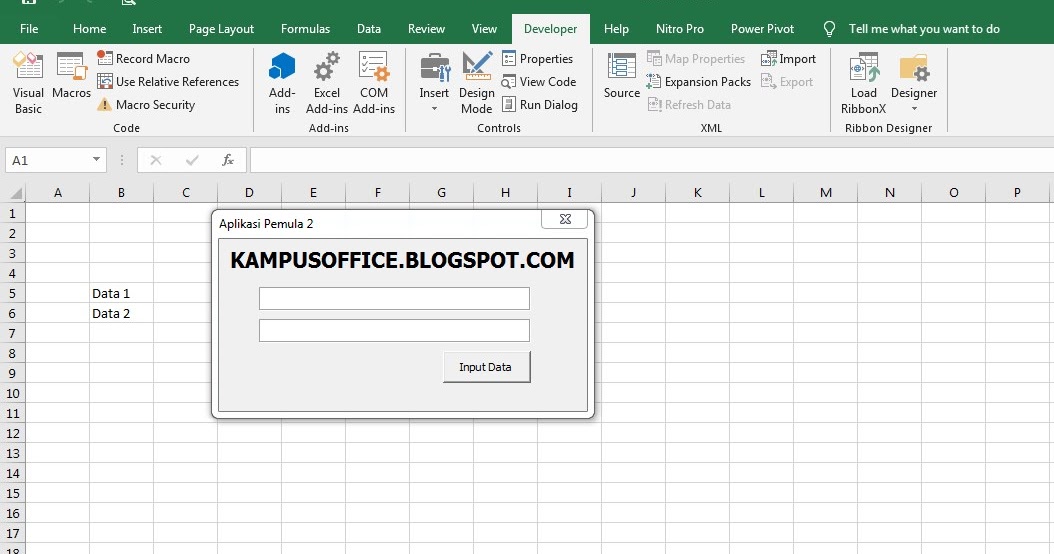 Vba Excel Pemula 2 Input Data Ke Dalam Cell Dan Menampilkan Dalam Kotak Pesan Message Box