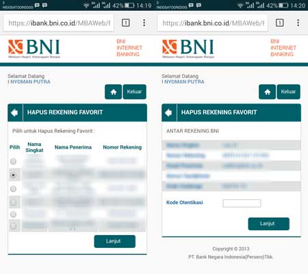 Cara Hapus Daftar Transfer Rekening BNI Internet Banking - eMingko Blog