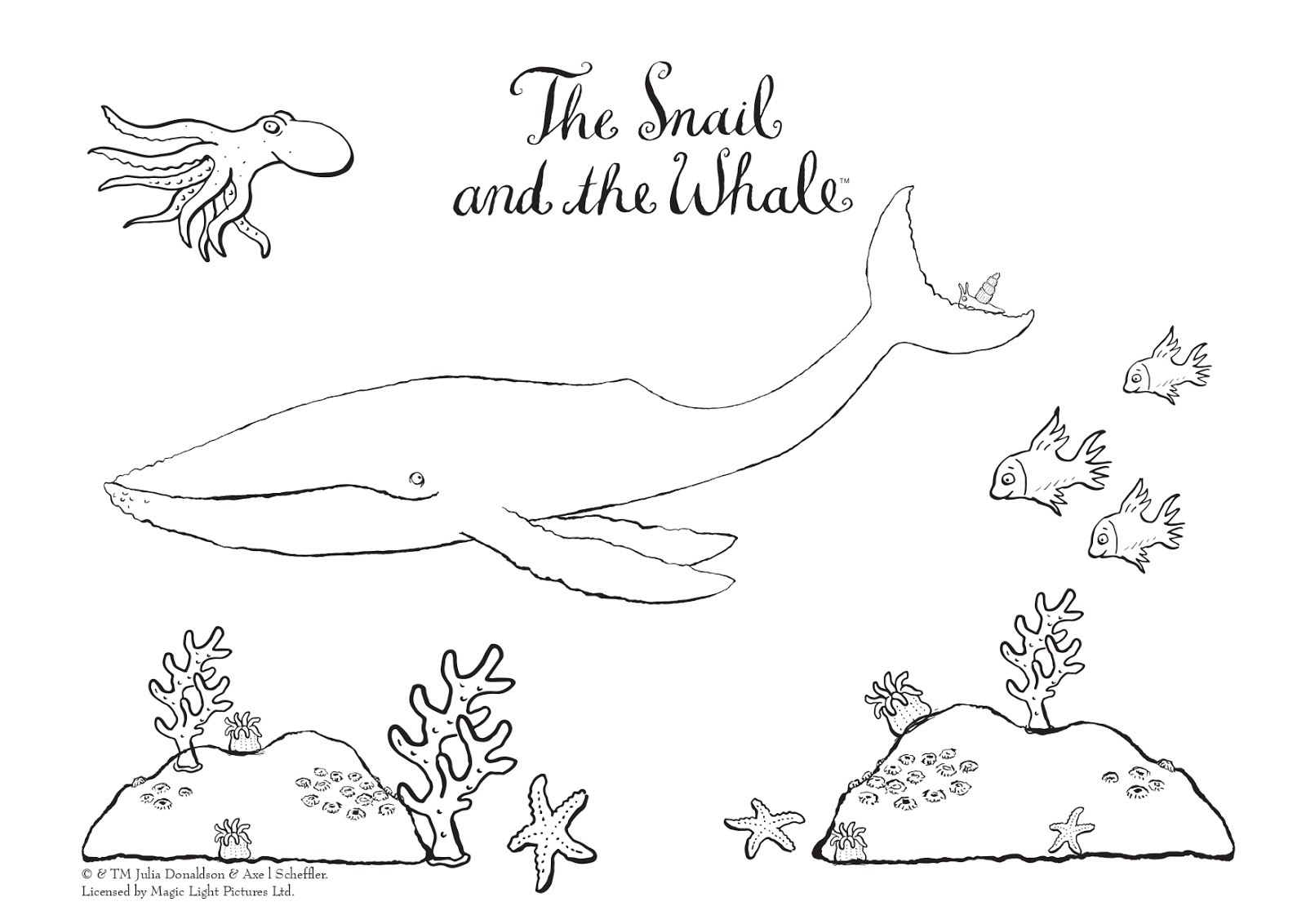 Kids 5: MAKE A PAPER SNAIL OR COLOUR THE SNAIL AND THE WHALE PICTURE.