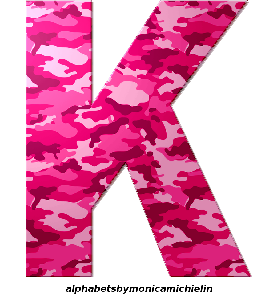 M. Michielin Alphabets: 4-PINK CAMOUFLAGE BIG ALPHABET PNG