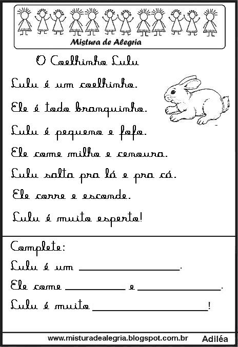 PEQUENOS TEXTOS INFANTIS PARA O 1º ANO - Mistura de Alegria