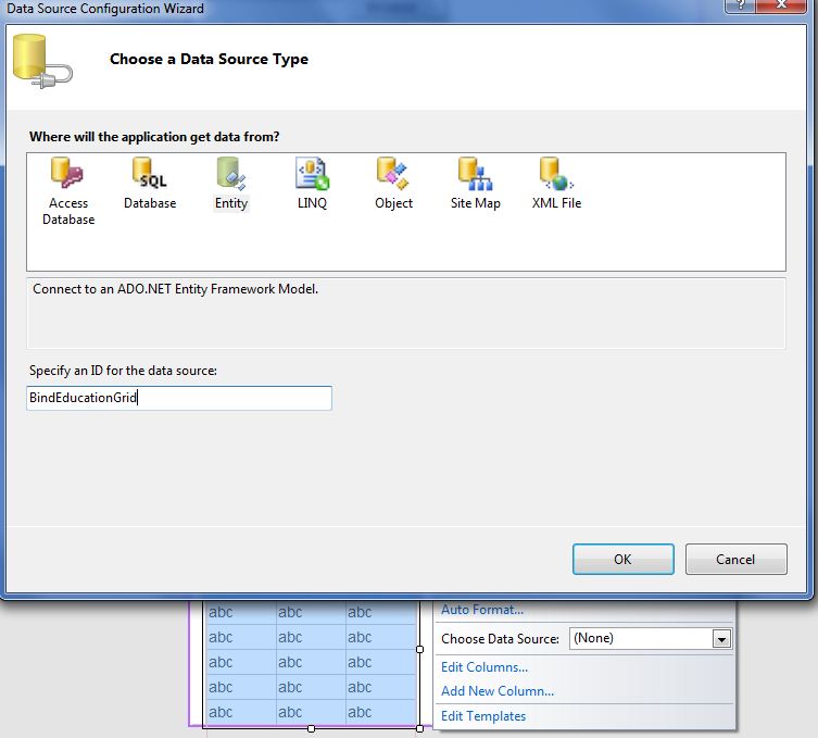 C Important Topics How To Bind Gridview Using Entity Framework From Designer And Backend Code