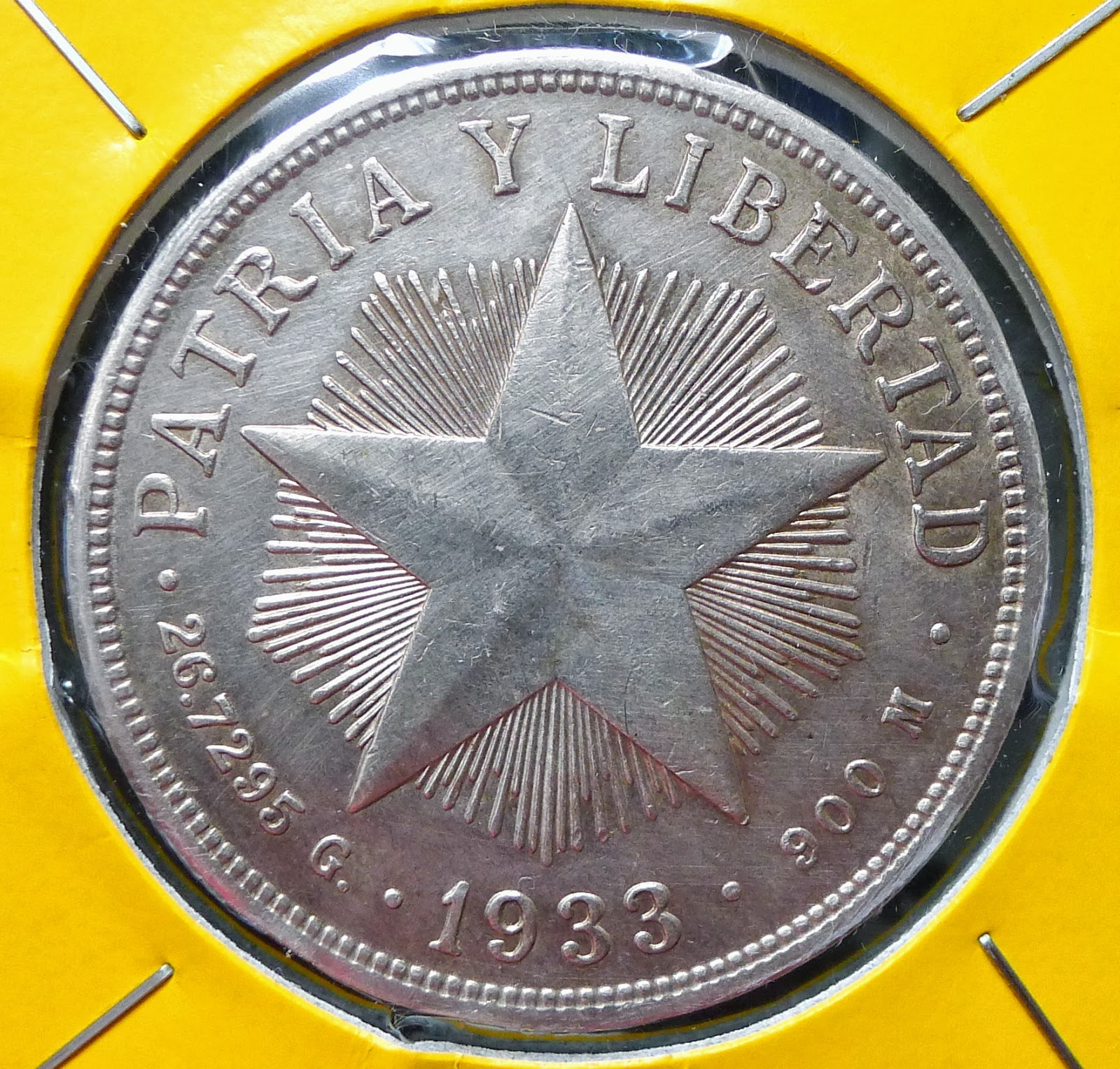 My Collection Of Crown Size Silver Coin: Cuba Star Peso 1933