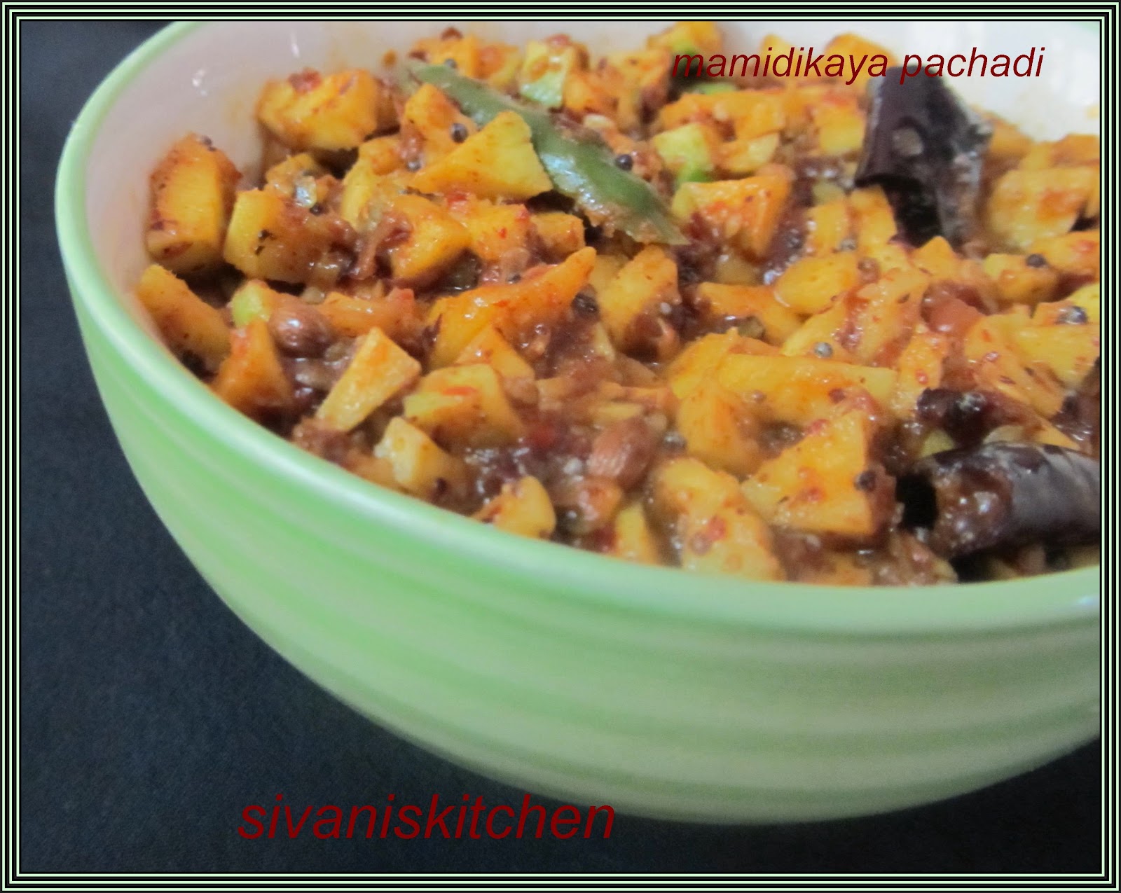 Sivani's Kitchen: Raw Mango Chutney / Pachi Mamidikaya Pachadi