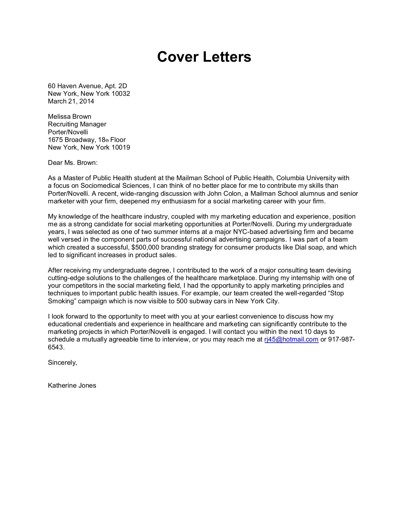 Epidemiologist Cover Letter ~ Resume Letter