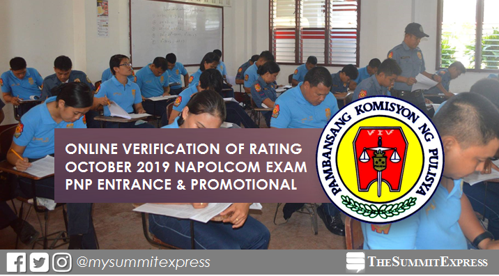 Online verification of rating: October 2019 NAPOLCOM exam