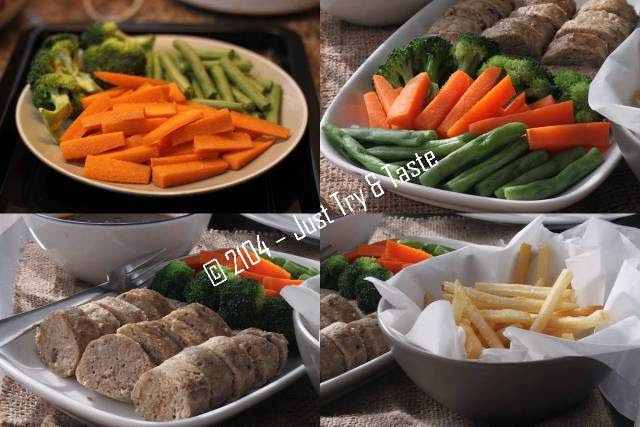 Galantine Daging Sapi & Ayam dengan Sayuran Rebus dan Kentang Goreng ...