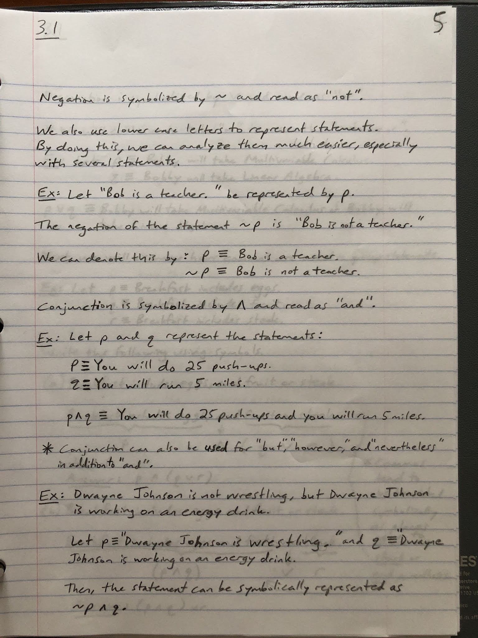 Professor Franks Math Blog 3 1 Statements And Logical Connectives Notes