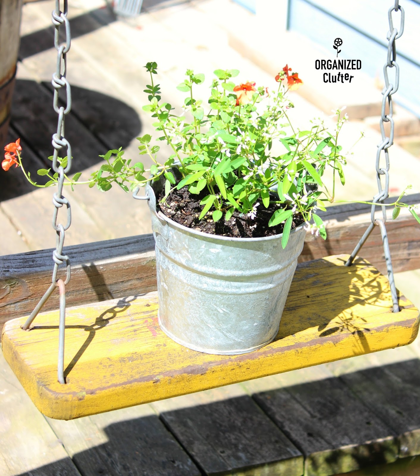 A Vintage Kiddie Gym Wooden Swing Plant Holder - Organized Clutter
