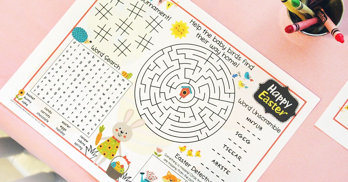 Southern Mom Loves: Printable Easter Game Placemats for Your Kids' Table!