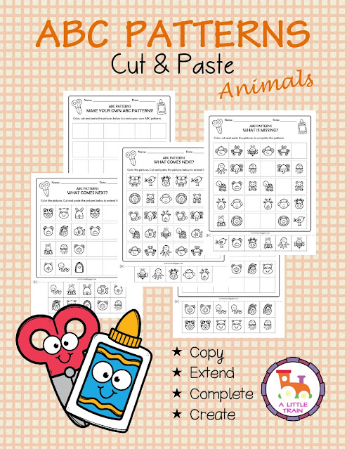 A Little Train: Cute animal ABC patterns. Copy, extend, complete and ...