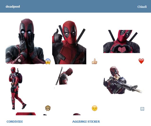 Telegram Stickers: Deadpool (Movie 2016)