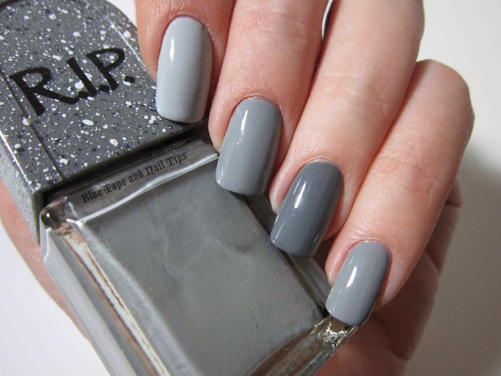 Blue Tape and Nail Tips: Easy Tombstone Halloween Nail Art