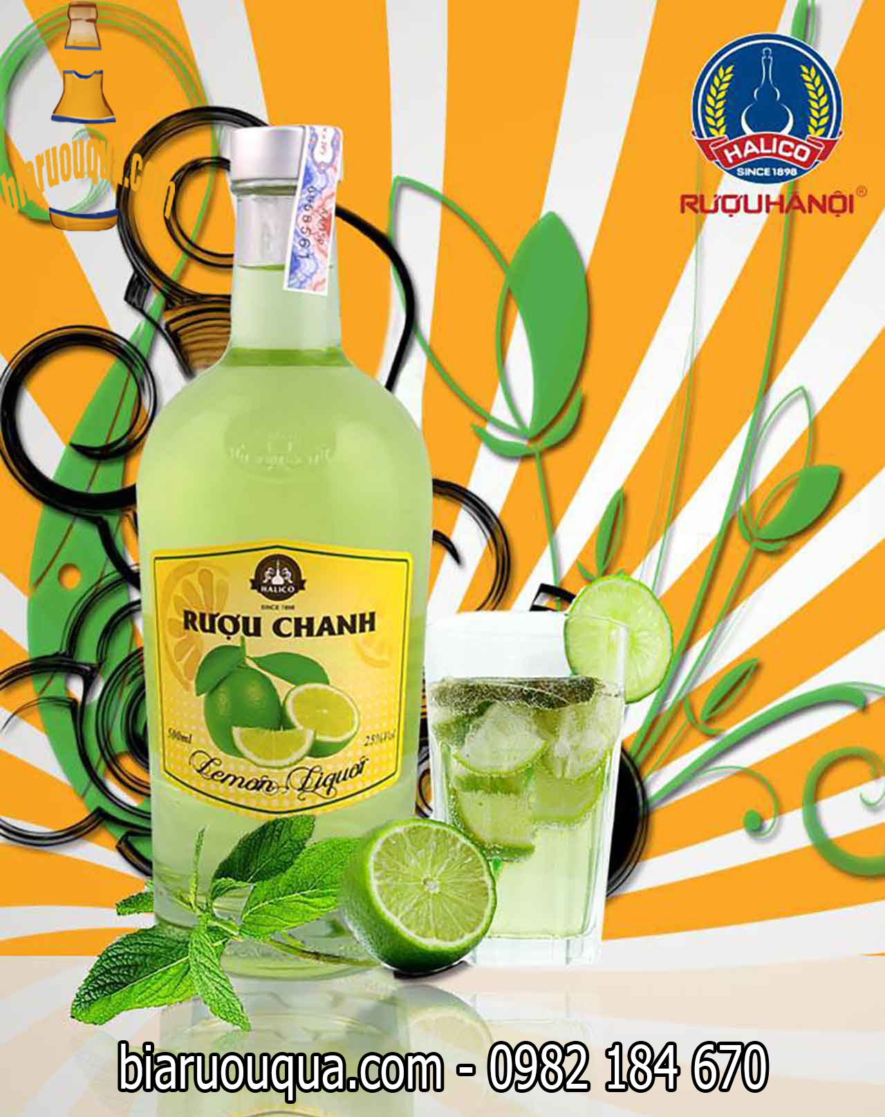 Rượu Chanh Halico 1898 18% chai 500ml giá rẻ Hà Nội