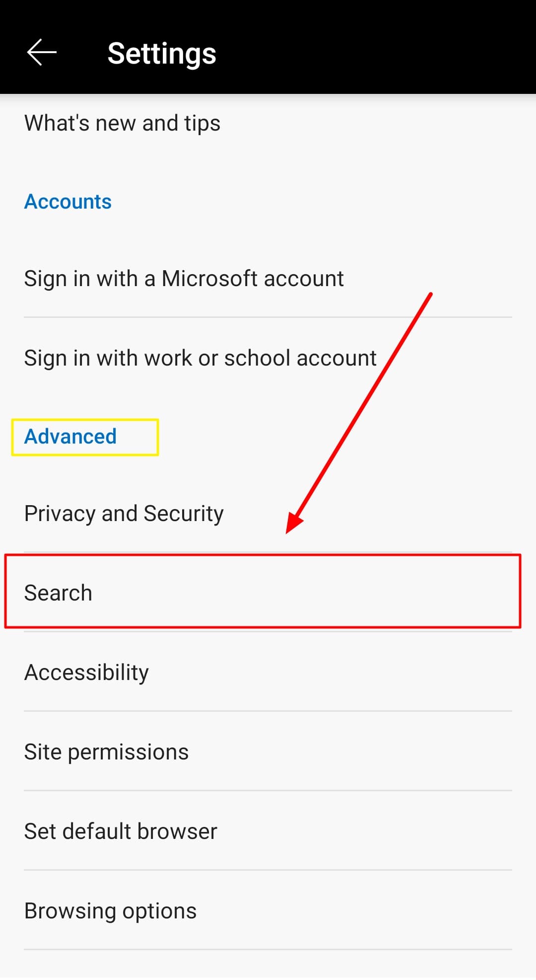 Change Search Engine Android