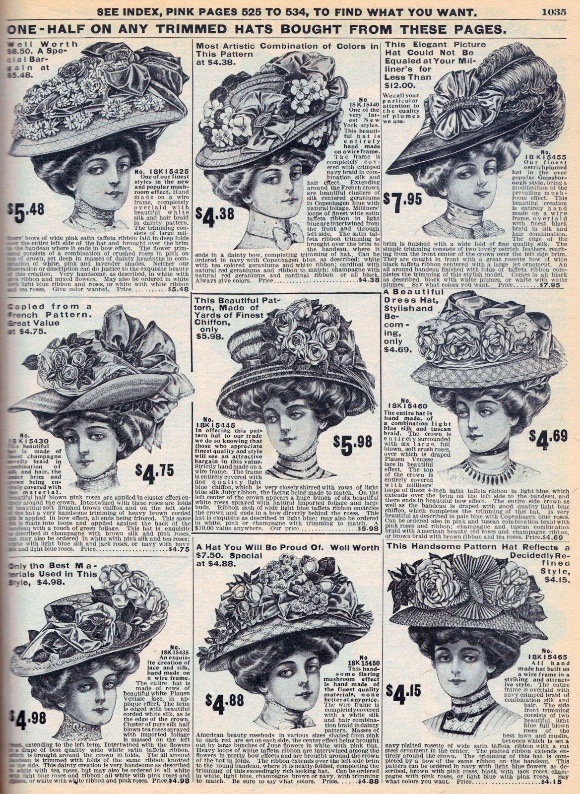 Love Fashion Love Vintage: Big Hats Galore 1908 Sears Catalog