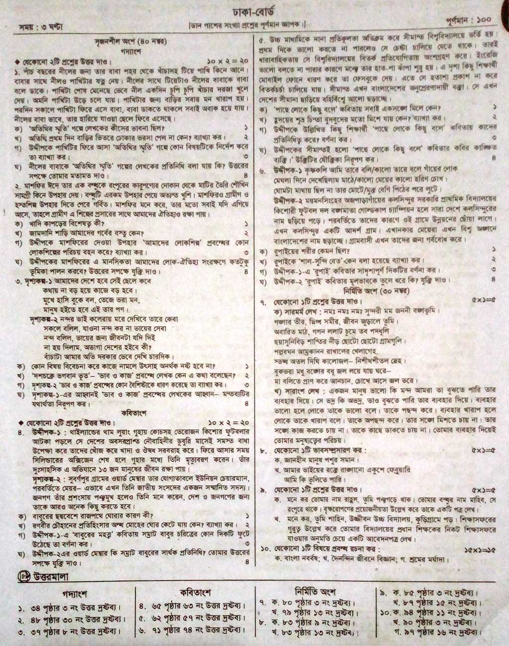 JSC Bangla 2nd Paper Model Question - 04