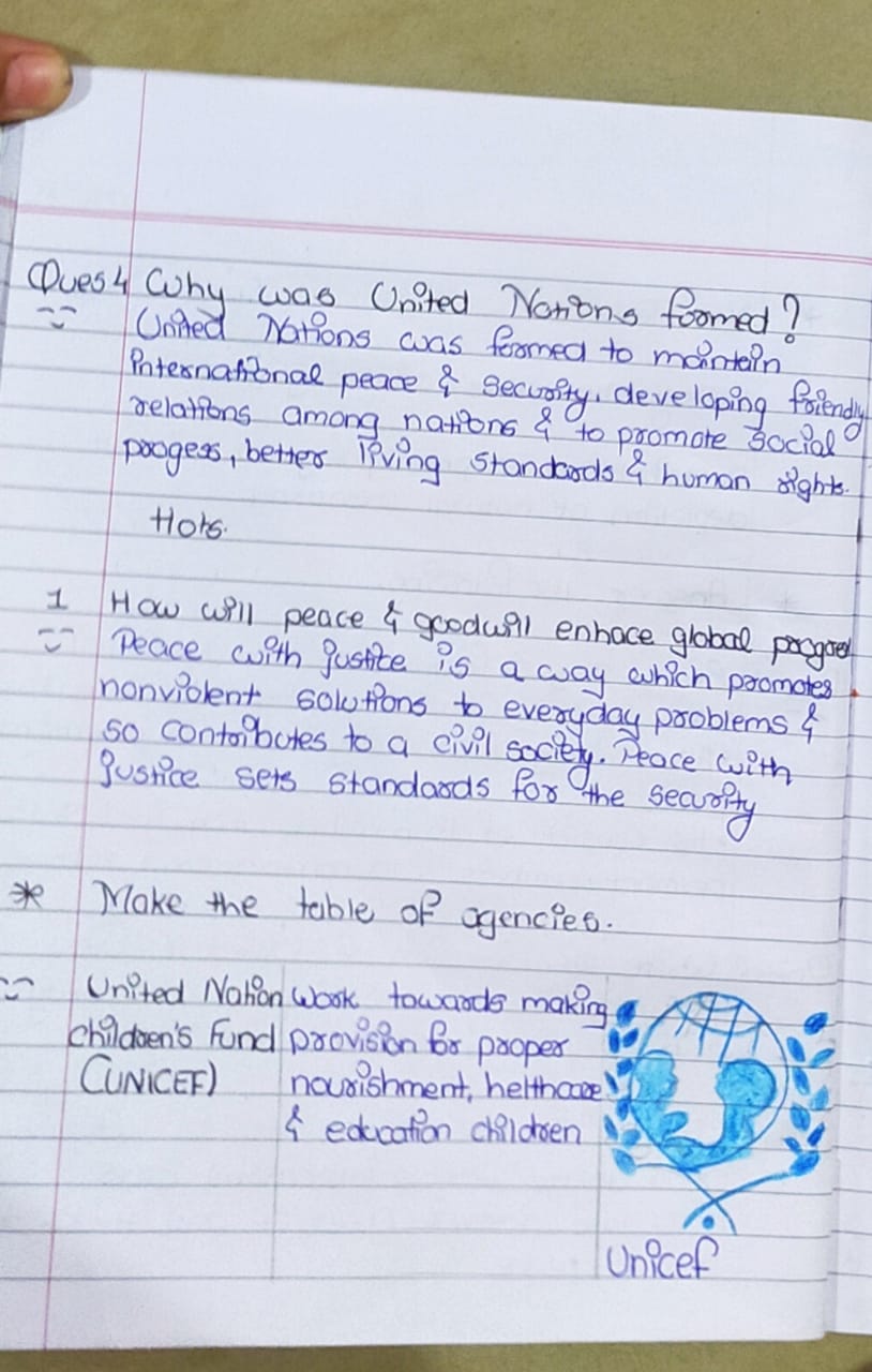 Evs United Nations (Notebook and workbook exercise)