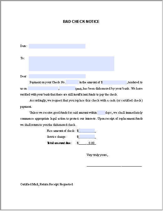 Bad Check Letter Template ~ Resume Letter